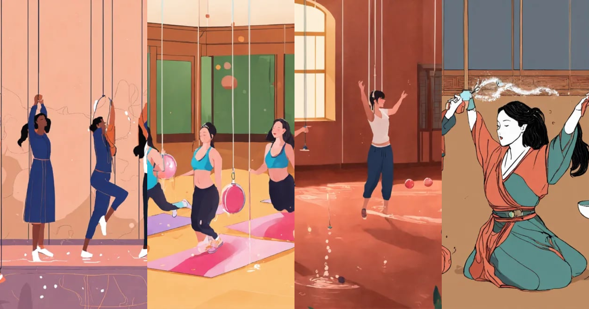 Lexica - Illustration of a group of women doing pendulum dousing