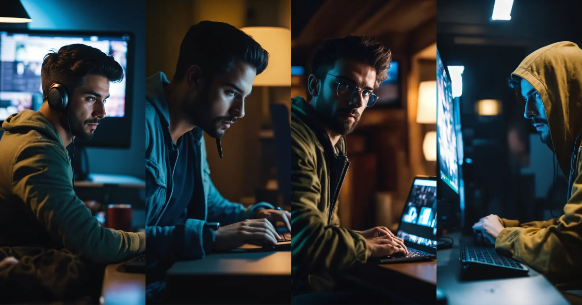 Lexica - Cinematic photo obsessive man on the computer stalking social ...