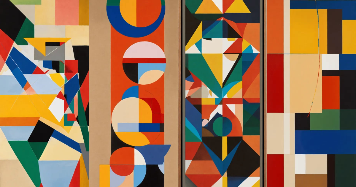 Lexica - Create an A2 portrait-oriented Suprematist painting featuring ...