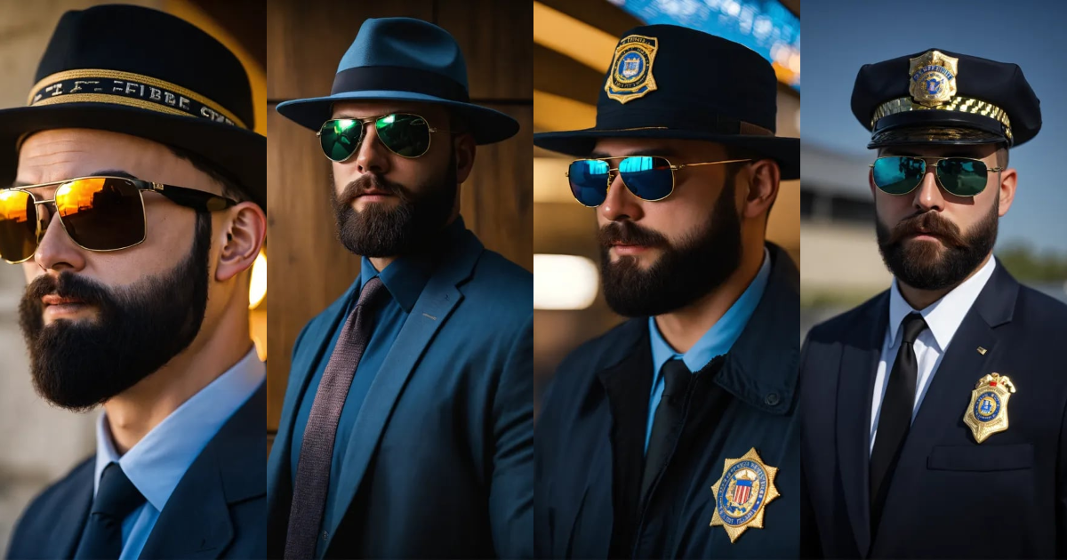 Lexica - Fbi agent with a close shaved beard wearing and fbi hat with ...
