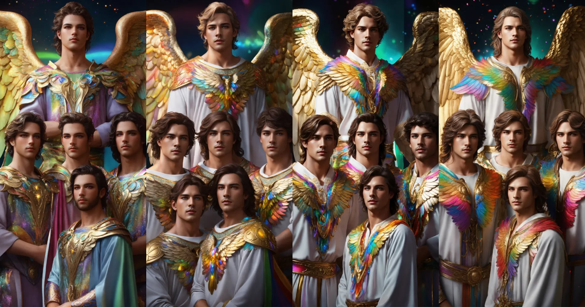 Lexica - Group of 7 beautiful and perfect male Angels, detailed and ...