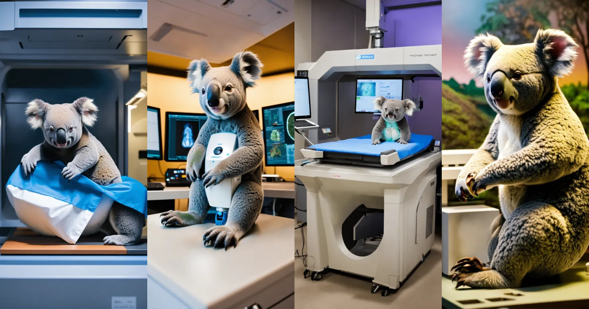 Lexica - Phot realistic koala employed as a ct technologist with a ct ...