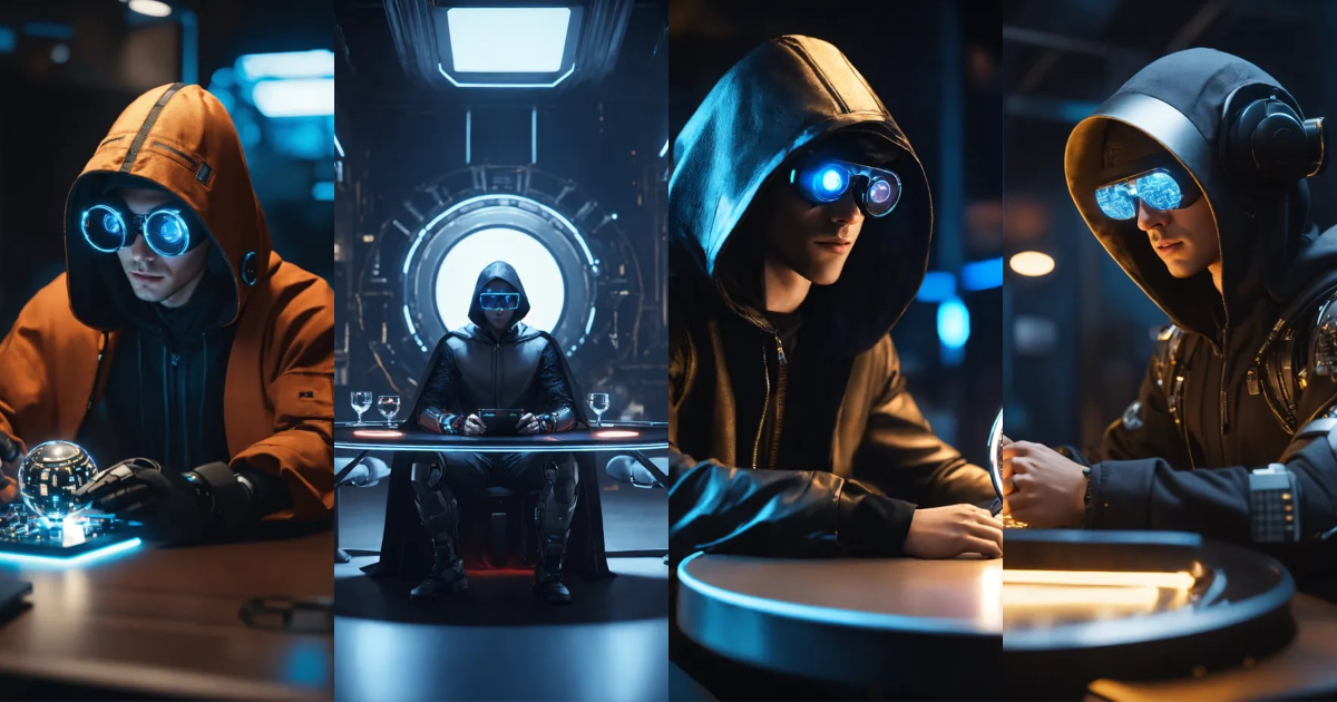 Lexica - Nerdy 25 year old male cyborg hacker wearing futuristic ...