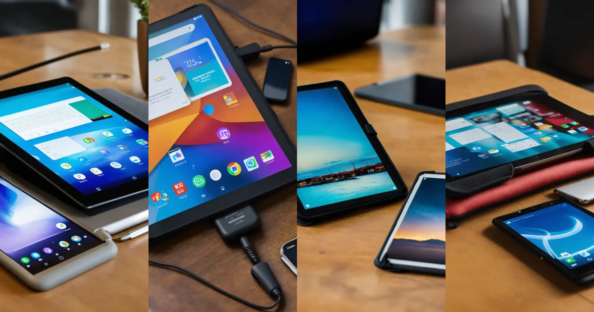 Lexica - A photo of a small tablet with a mobile phone. The tablet is ...