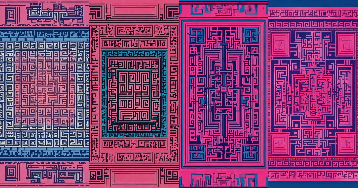 Lexica - A dmt pink and blue QR code design oriental rug design