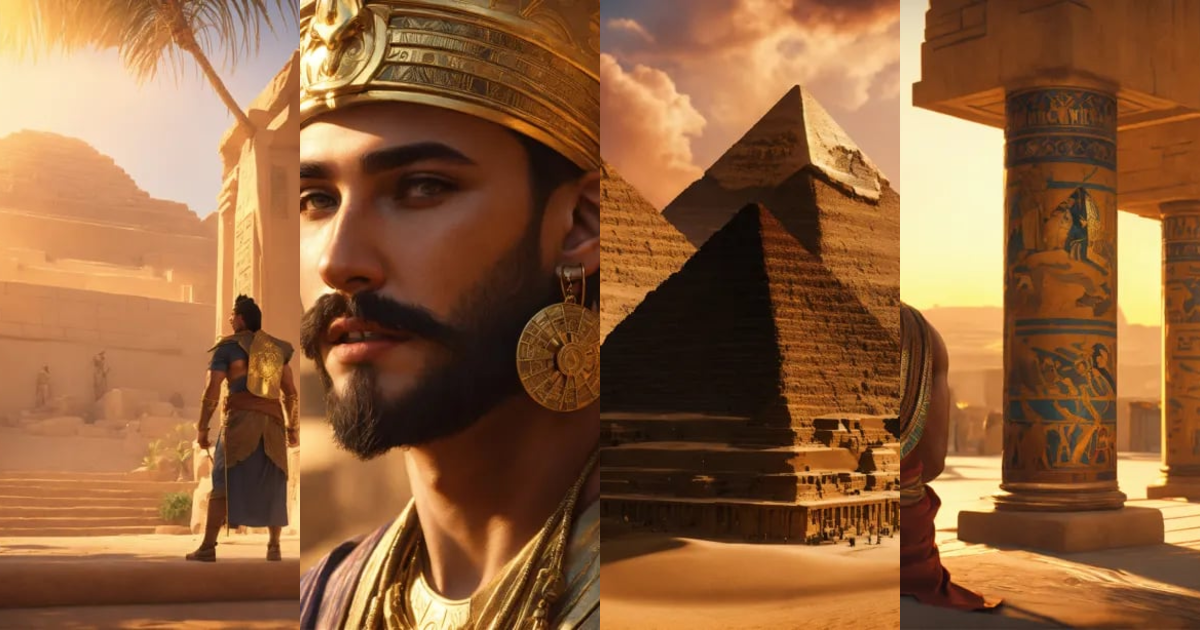Lexica - Moises and rameses strong young men in egypt, cinematic lighting, complex, elegant ...