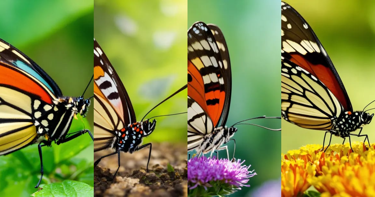 Lexica - A butterfly undergoing metamorphosis, nature background, ethereal