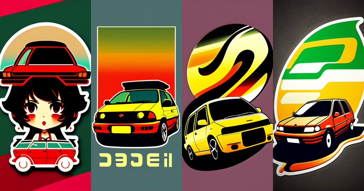 Lexica - Cartoon kei car sticker, anime initial d style, solid ...