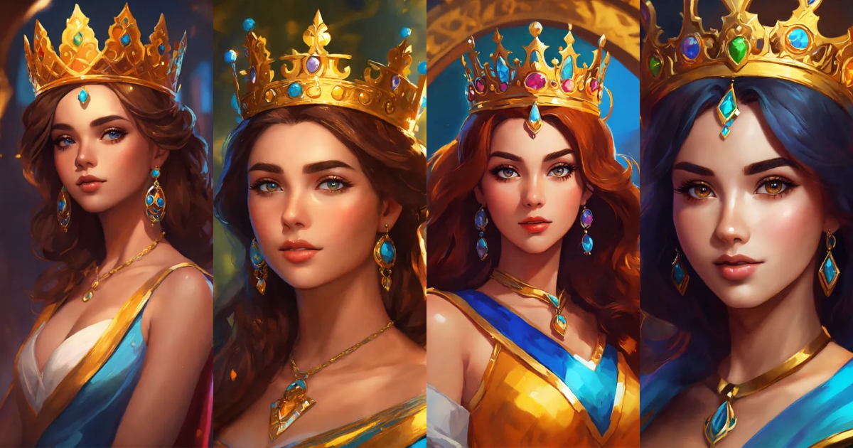 Lexica - Young queen, realistic cartoon oil paint, 2D illustration ...