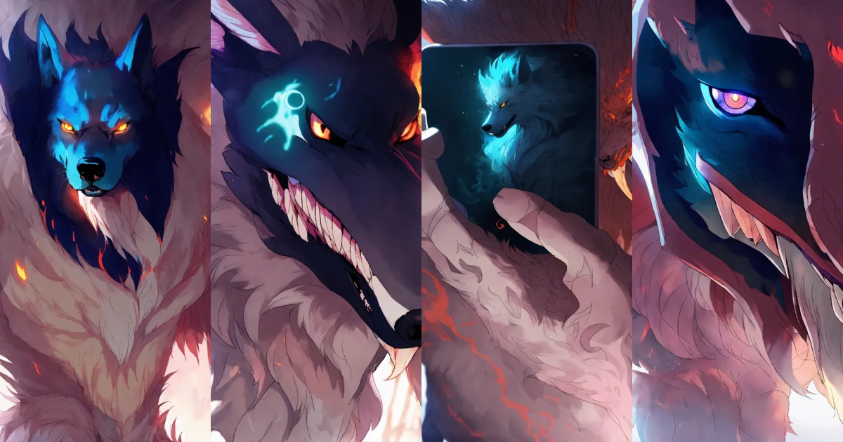 Lexica - A grotesque and demonic wolf, its fur matted and twisted, its ...