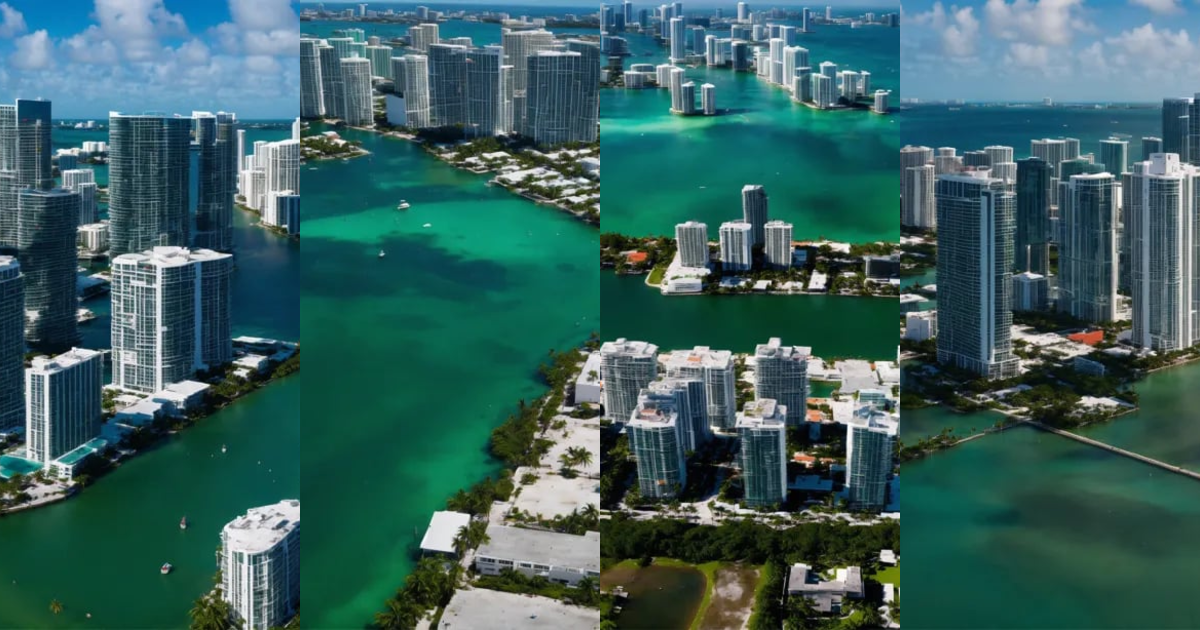 Lexica - Aerial view of brickell, Miami underwater