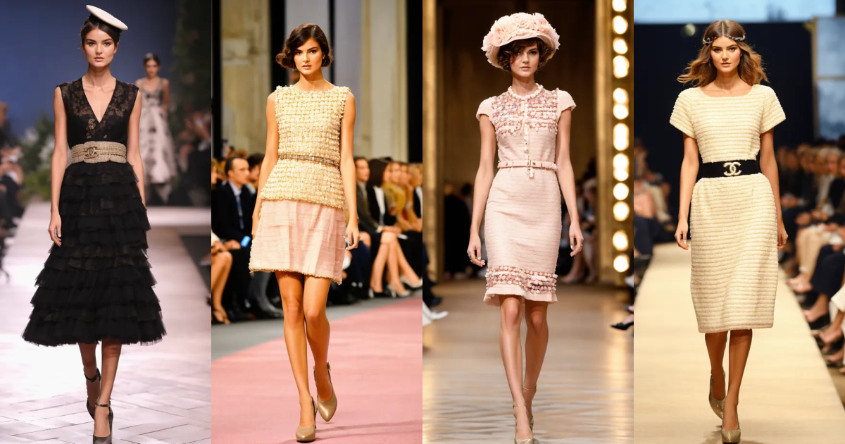 Lexica - Beautiful french runway model in a dress coco chanel style on ...