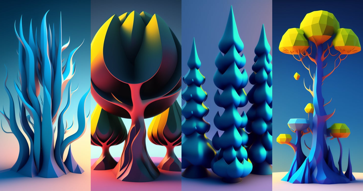 Lexica - Stylized 3d model of an alien group of trees with weird ...