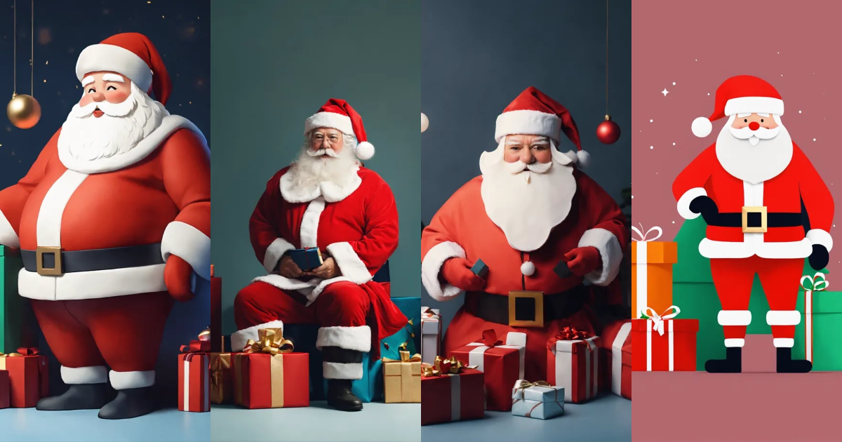 Lexica - Minimalist sharp Santa Claus during Christmas.8k with presents ...