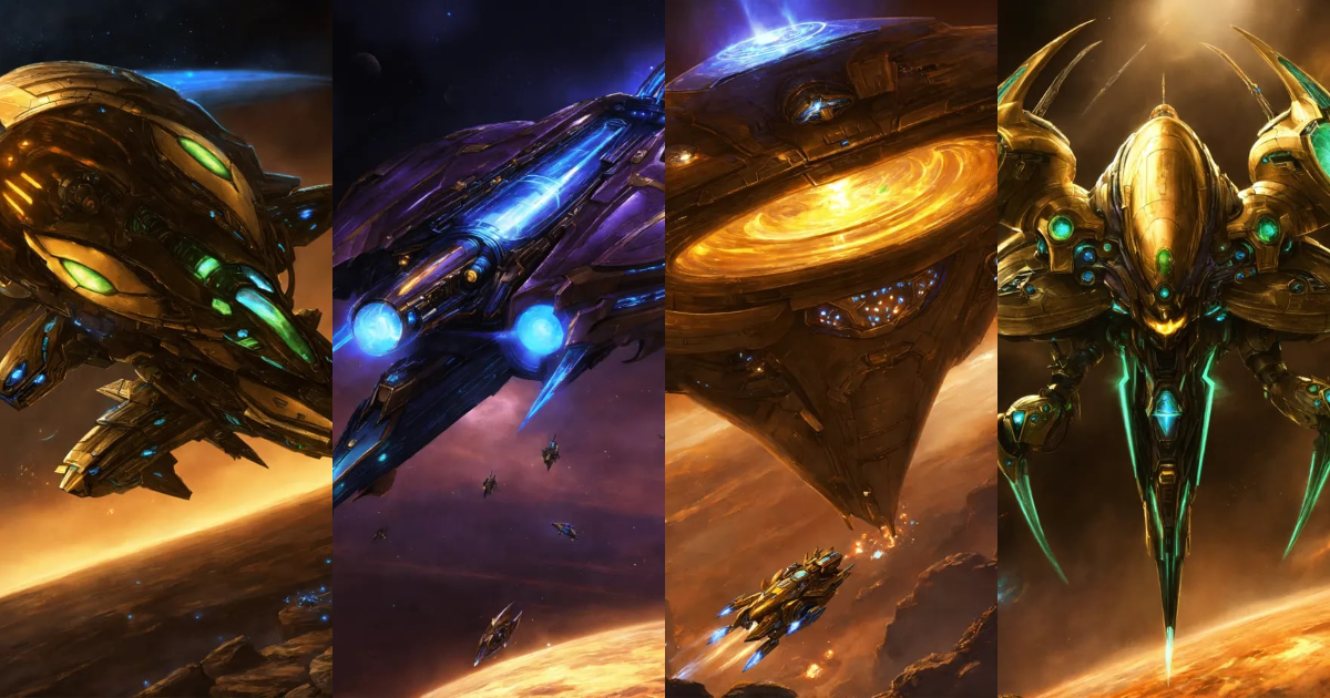 Lexica - Void Ray spaceship, starcraft protoss art