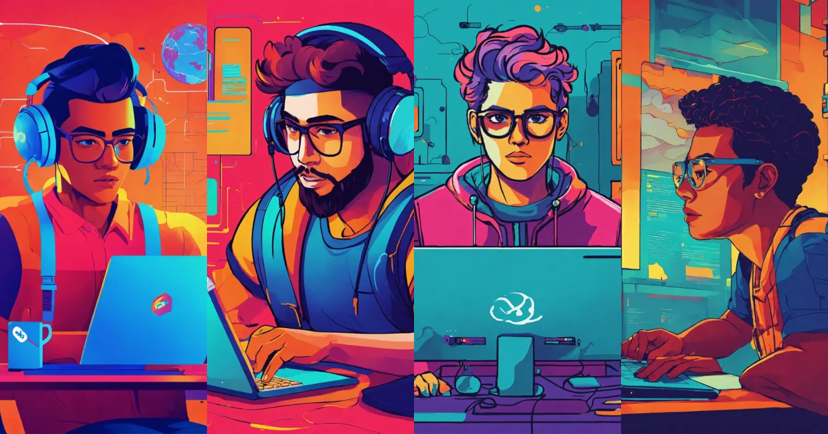 Lexica - An imaginative illustration of a software developer exploring ...