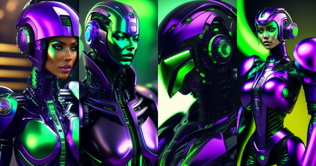Lexica - The cold green and purple cyborg is an artificial intelligence ...