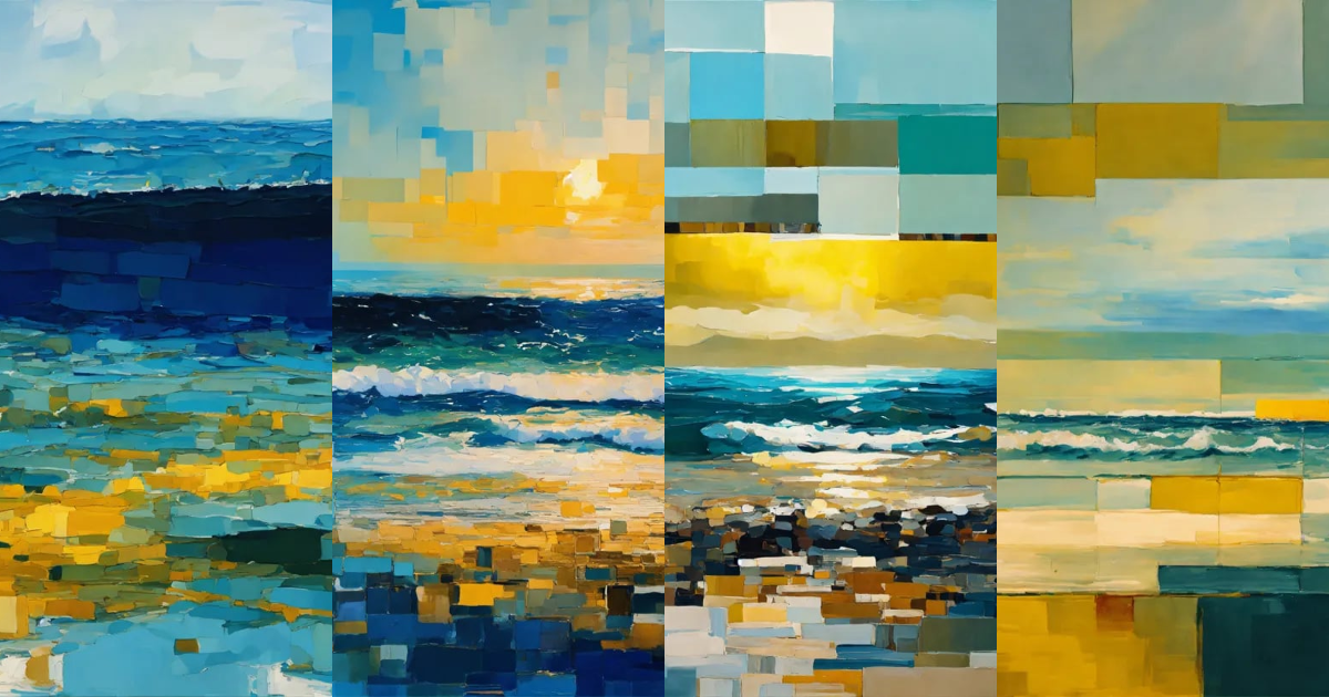 Lexica - La mer, oil painting, transparent, in style, generative art ...