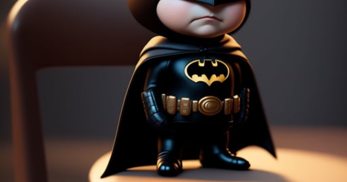 Lexica - Cute small humanoid Batman sitting on a chair, unreal engine ...