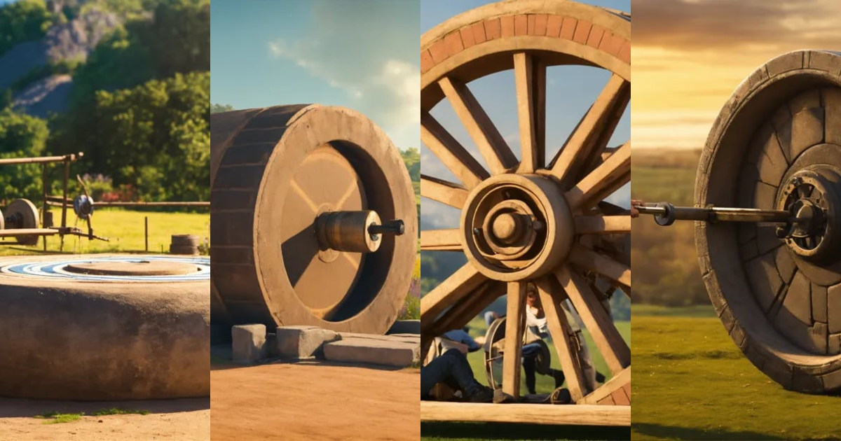 Lexica - Create an visual featuring a massive wheel, resembling a ...