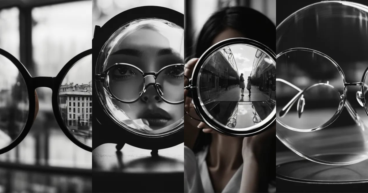 Lexica - Art Women glasses, time in hands clear looking through a ...