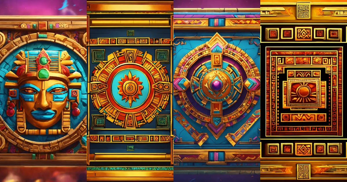 Lexica - Aztec theme, square frame slot game cards symbols, realistic ...
