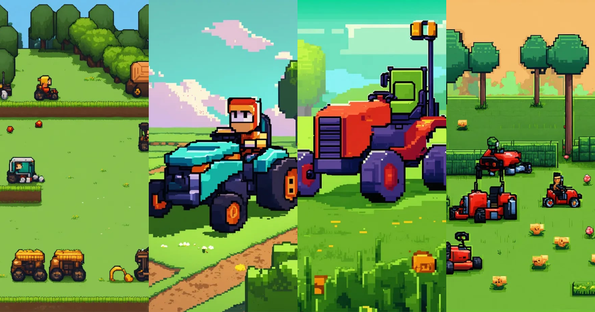 Lexica - Simple pixel art, concept animation for a lawn mower enemy