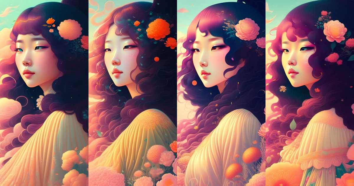 Lexica - Beautiful cute portrait Korean ninfa, big long curly hair ...