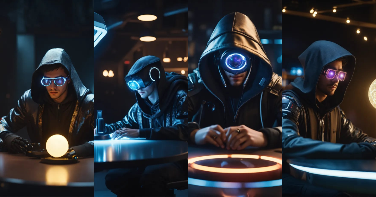 Lexica - Nerdy 25 year old male cyborg hacker wearing futuristic ...