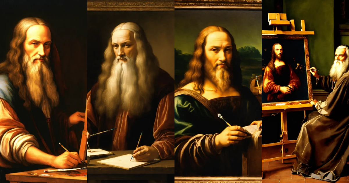 Lexica - Leonardo da Vinci, painting a portrait of his revered teacher ...