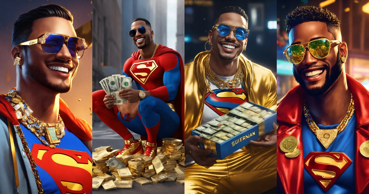 Lexica - Superman in Balenciaga outfit and diamonds gold teeth grill ...