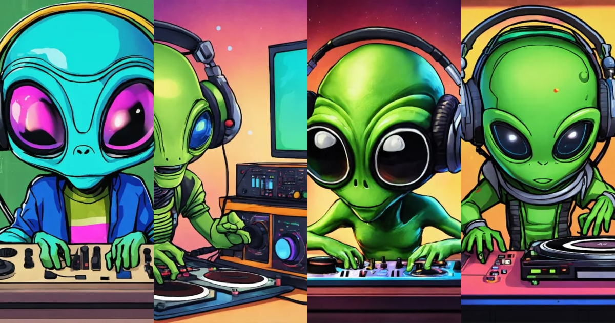 Lexica - Cartoon alien Deejay