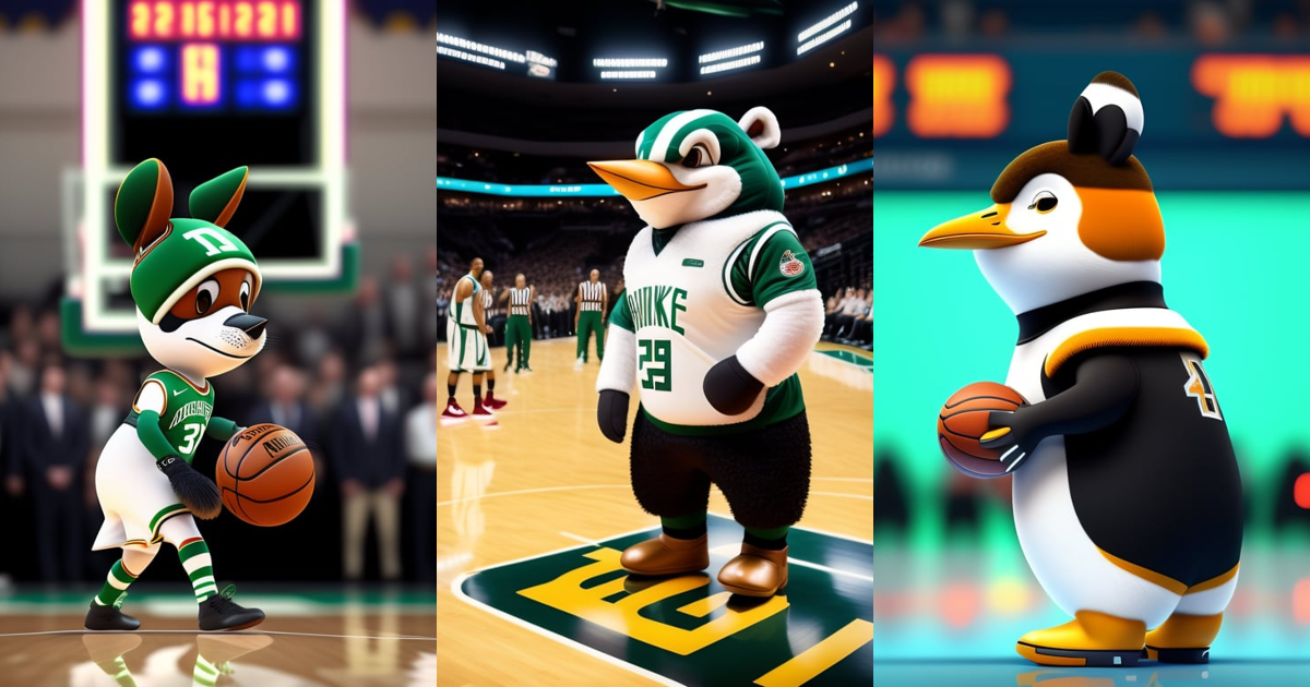 Lexica - An anthropomorphic penguin in basketball outfit looking like ...