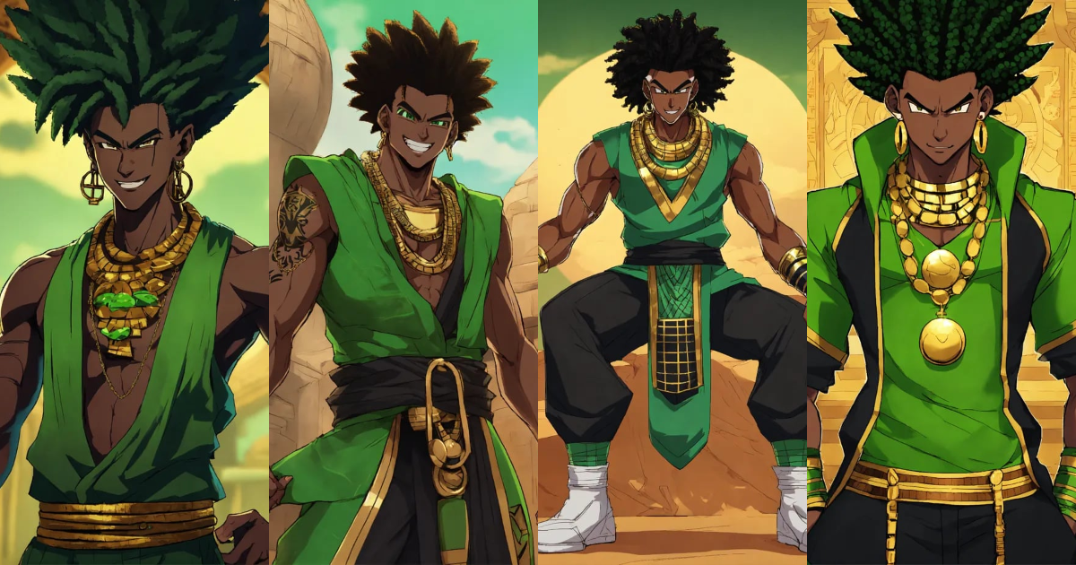 Lexica - African dragon ball z anime styled character, slender physique ...