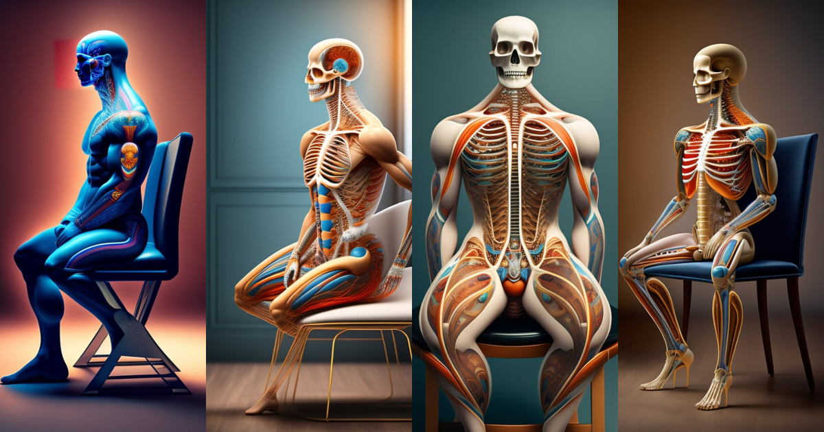 Lexica - Anatomical structure of a human image sitting on a chair