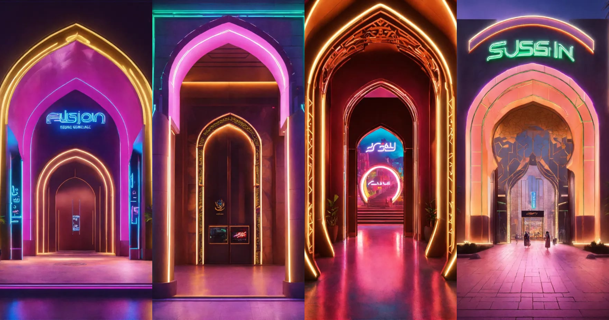 Lexica - Generate an image of the entrance of the esports venue ...