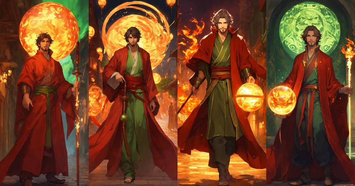 Lexica - Handsome, human, imperial male fire sorcerer with goatee, with ...