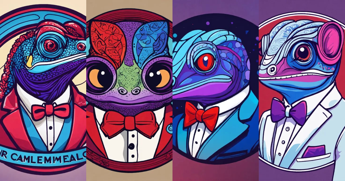Lexica - Mr chameleon, company logo, line art design, prominent red ...