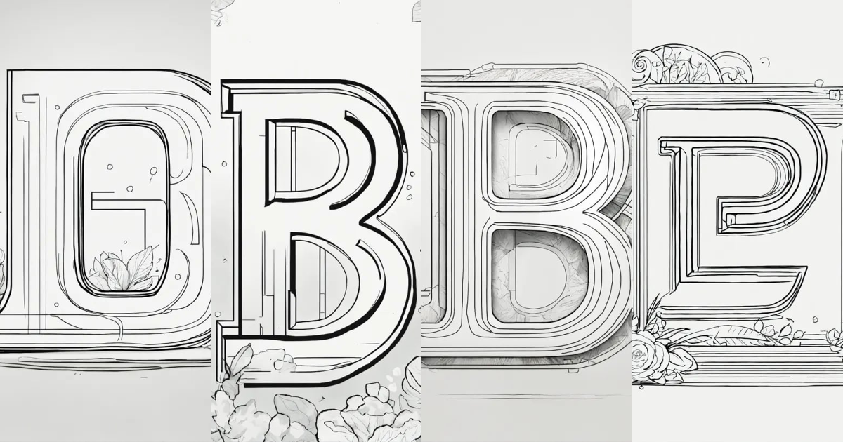 Lexica - 2d concept art, b/w outline art of a letter with like icon ...