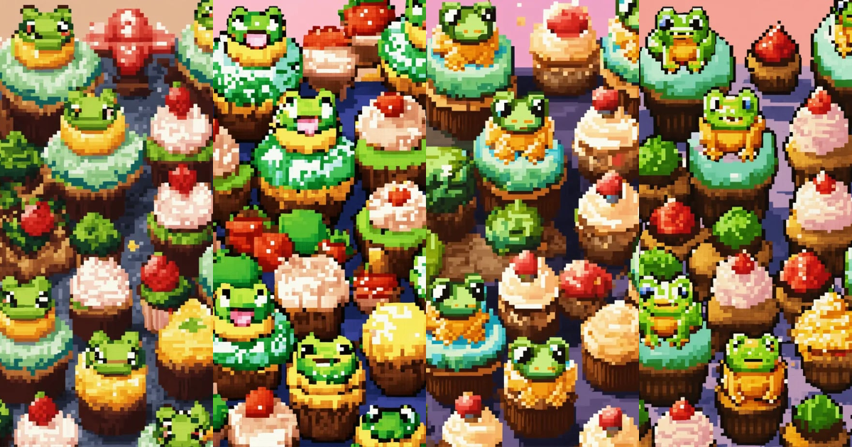 Lexica - Pixel art frog cupcake, cupcake bottom with blob resembling ...