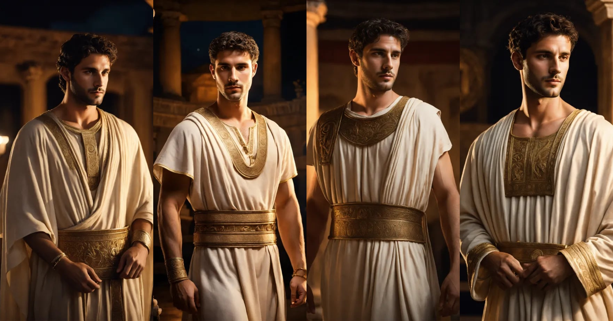 Lexica - A young rich handsome roman man wearing a light-colored tunic ...