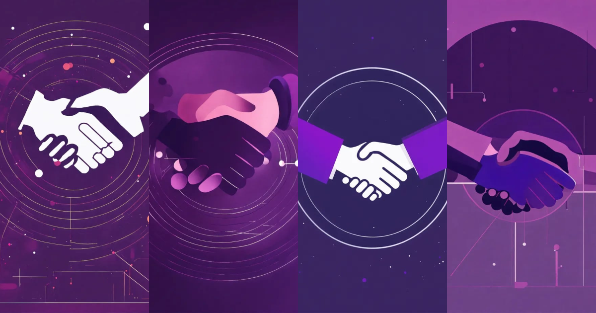 Lexica - An illustration of handshake, dark purple style, elegant ...
