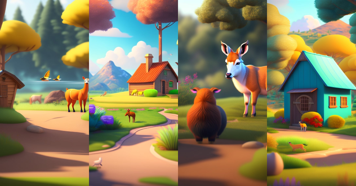 Lexica - Animated background rural area with animals, maximum quality ...