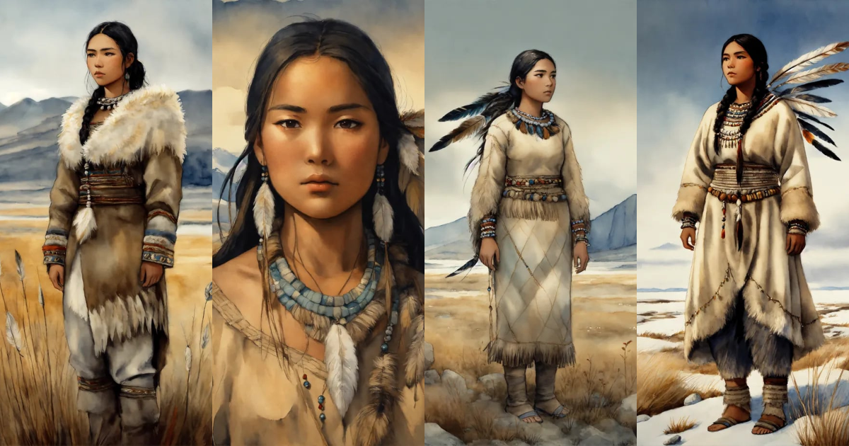 Lexica - Full body Illustration of an inuit woman, young, 18 years old ...