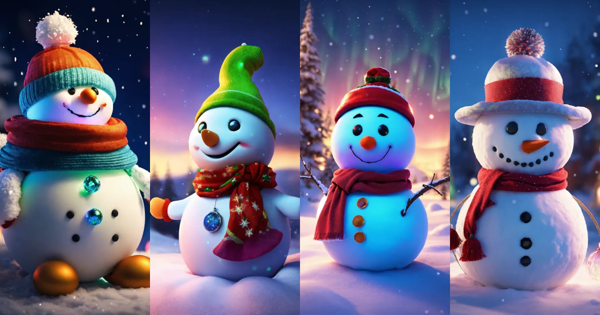Lexica - 3d realistic cute snoman during Christmas aurora borealis ...
