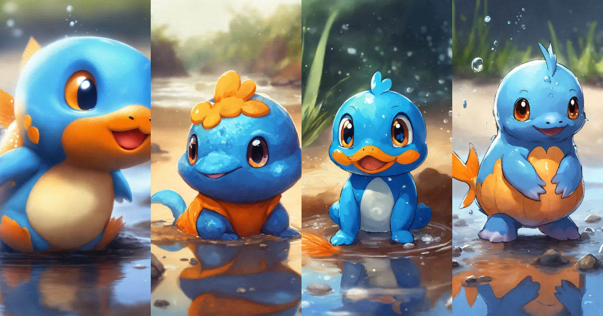 Lexica - Adorable little blue creature, big head, white tummy, round ...