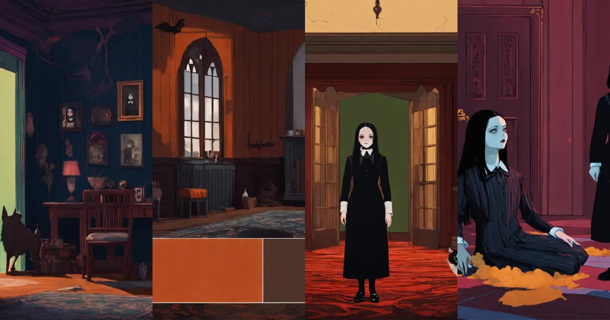 Lexica - Wednesday Addams, color palette and overall composition of the ...