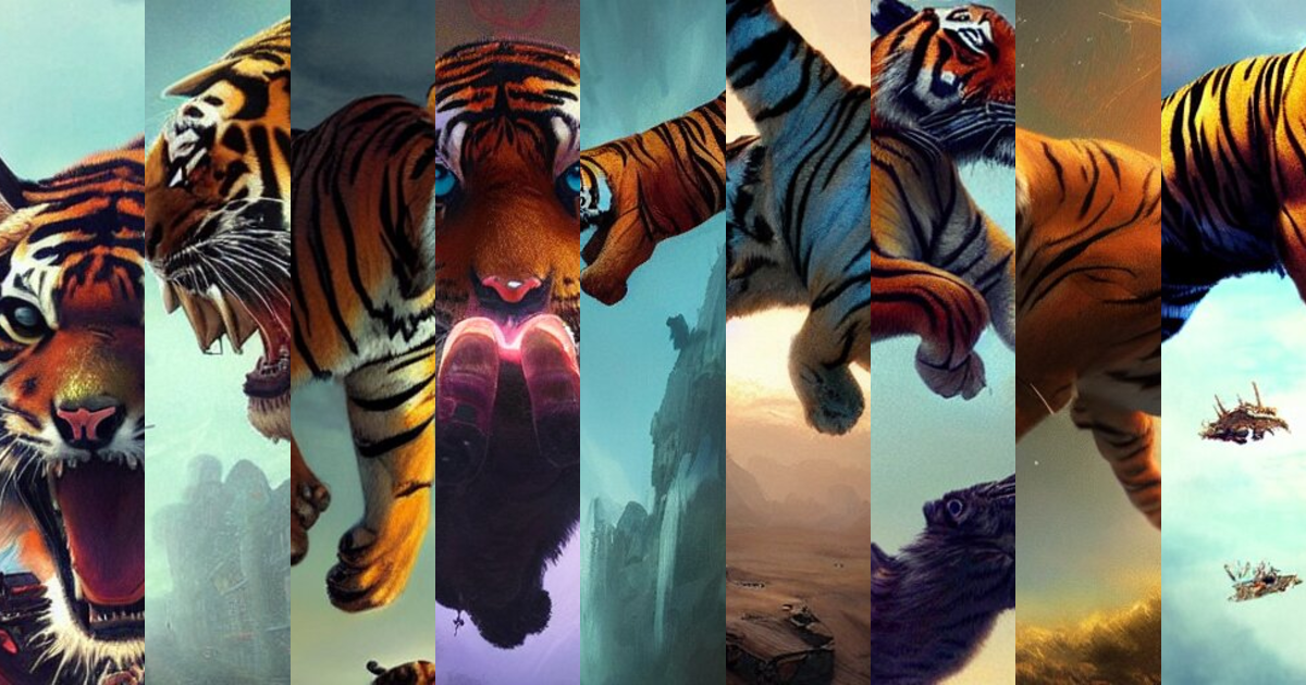 Lexica - Tiger flying in the sky ; cat flying in the sky ; panther ...