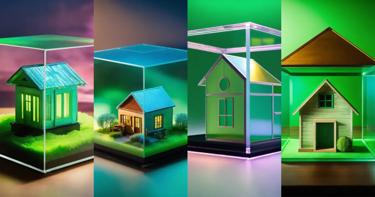 Lexica - Cube, 4k, small house inside cube!, frosted glass, iridescent ...