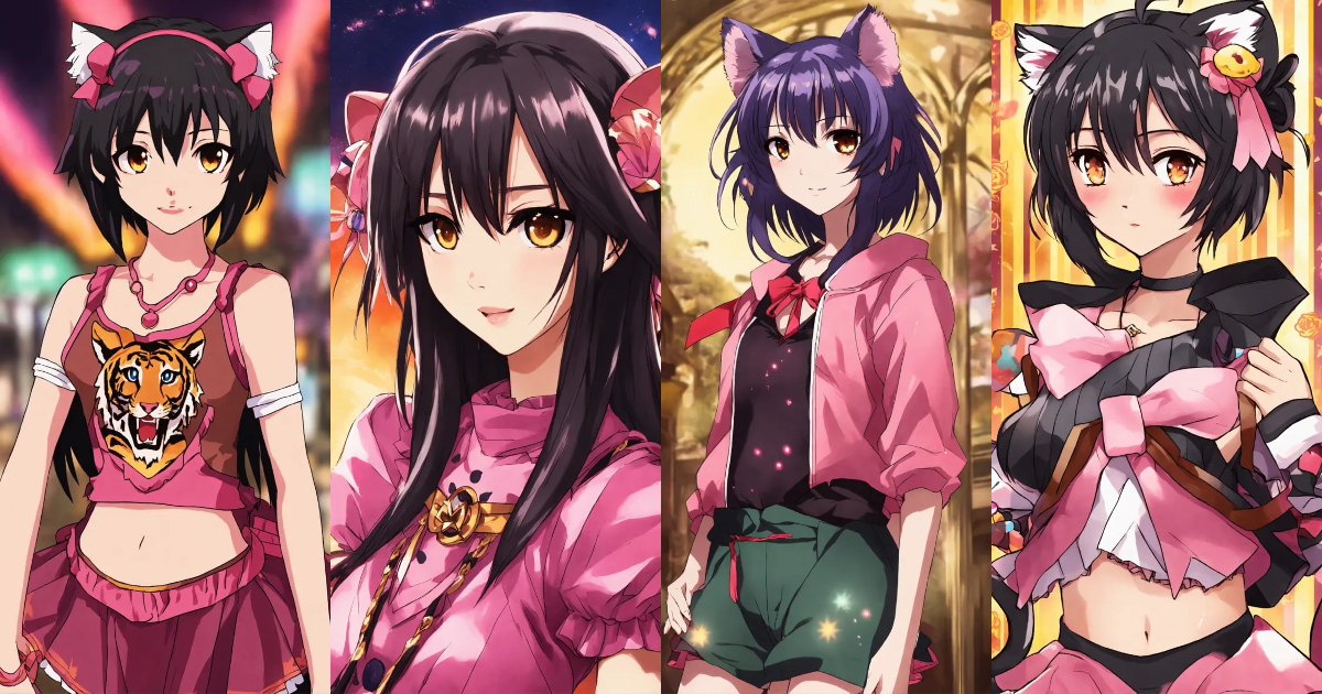 Lexica - Tiger Magical girl with black hair emo style and Brown eyes in ...